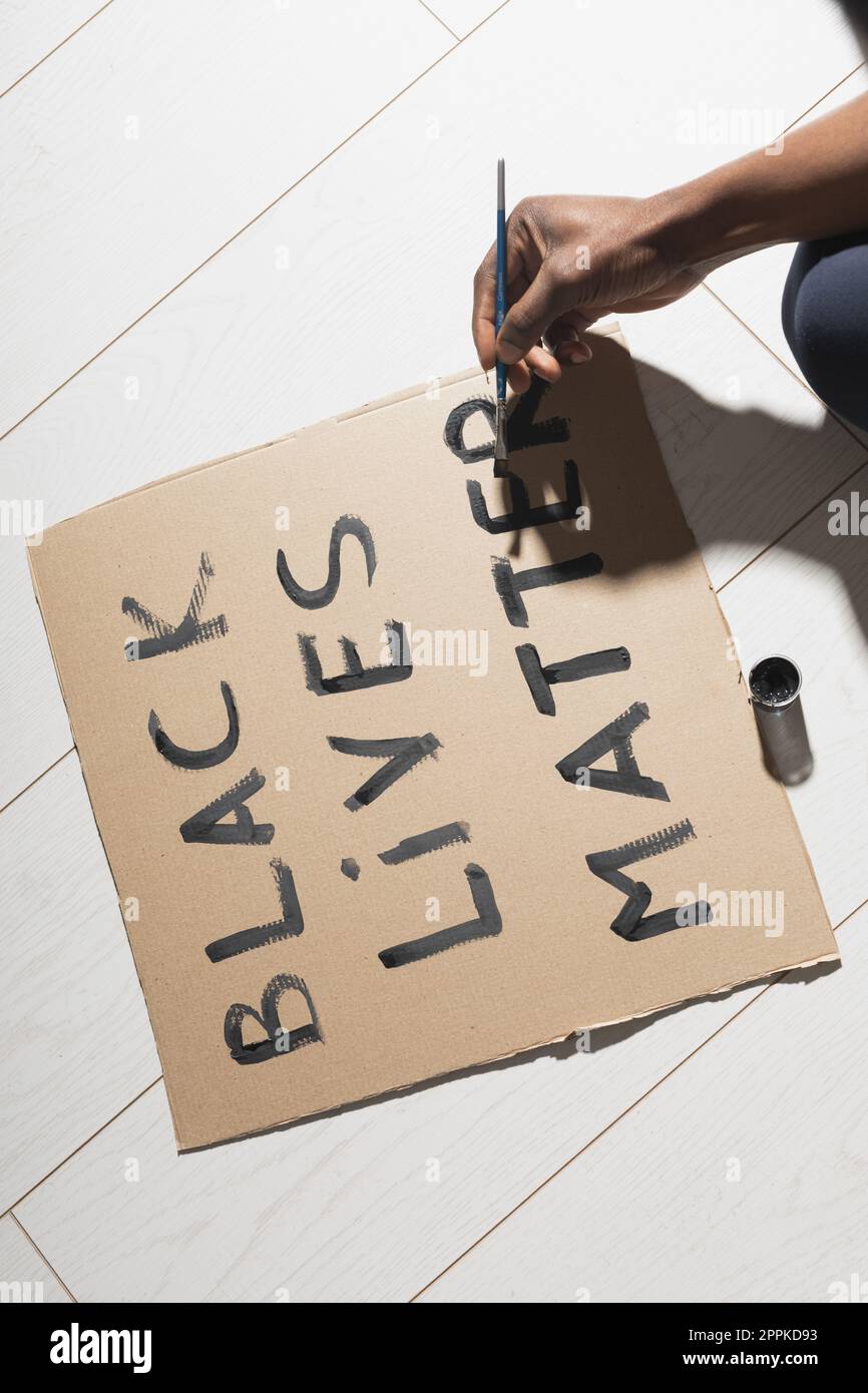 Black lives matter and fight against racism and write sign and words on ...
