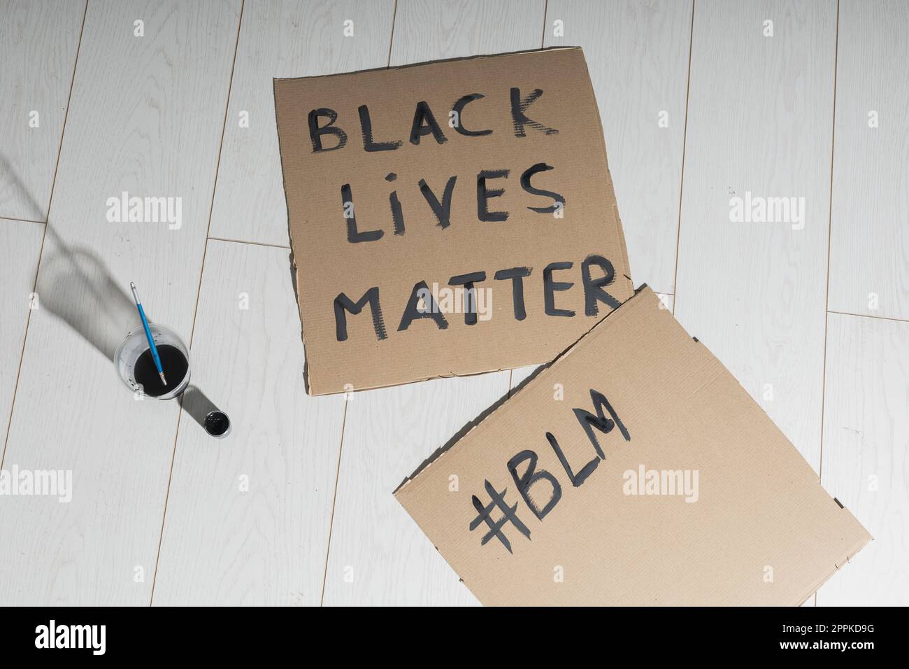 Black lives matter and fight against racism and write sign and words on ...