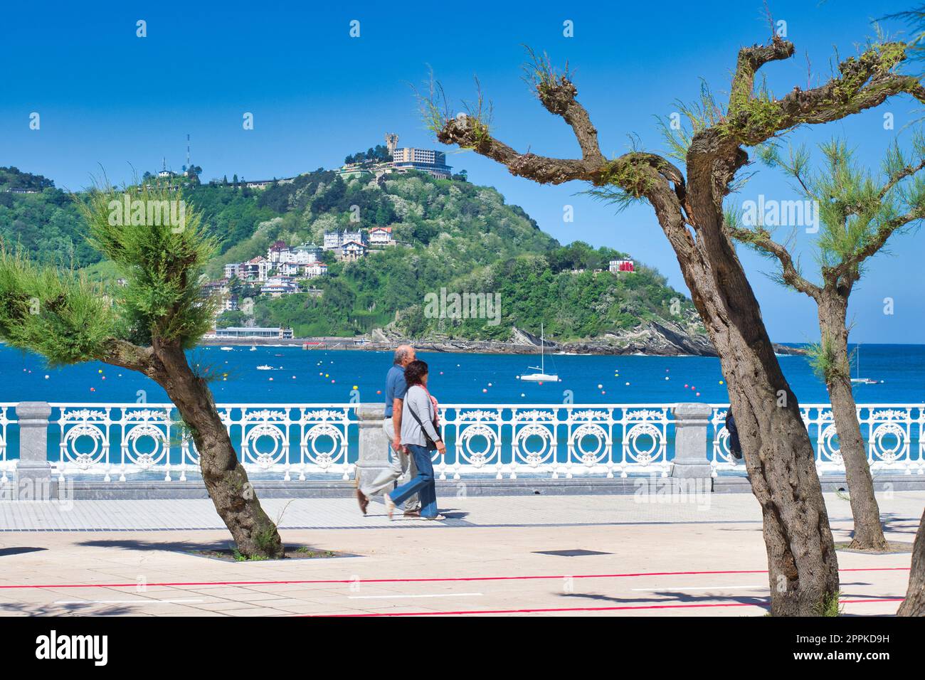 View on Monte Igueldo in San Sebastian, as seen from the city on the ...