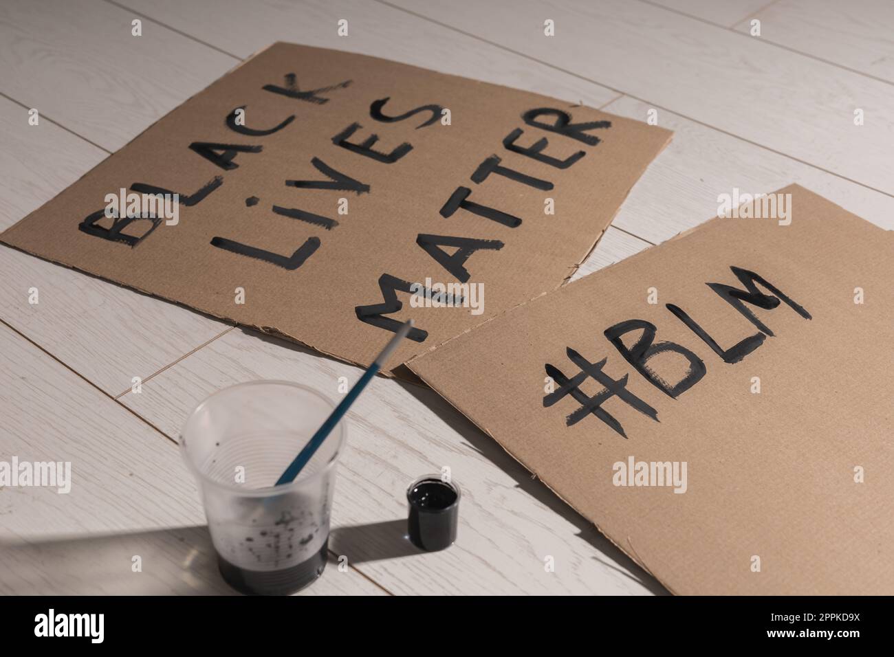 Black lives matter and fight against racism and write sign and words on ...