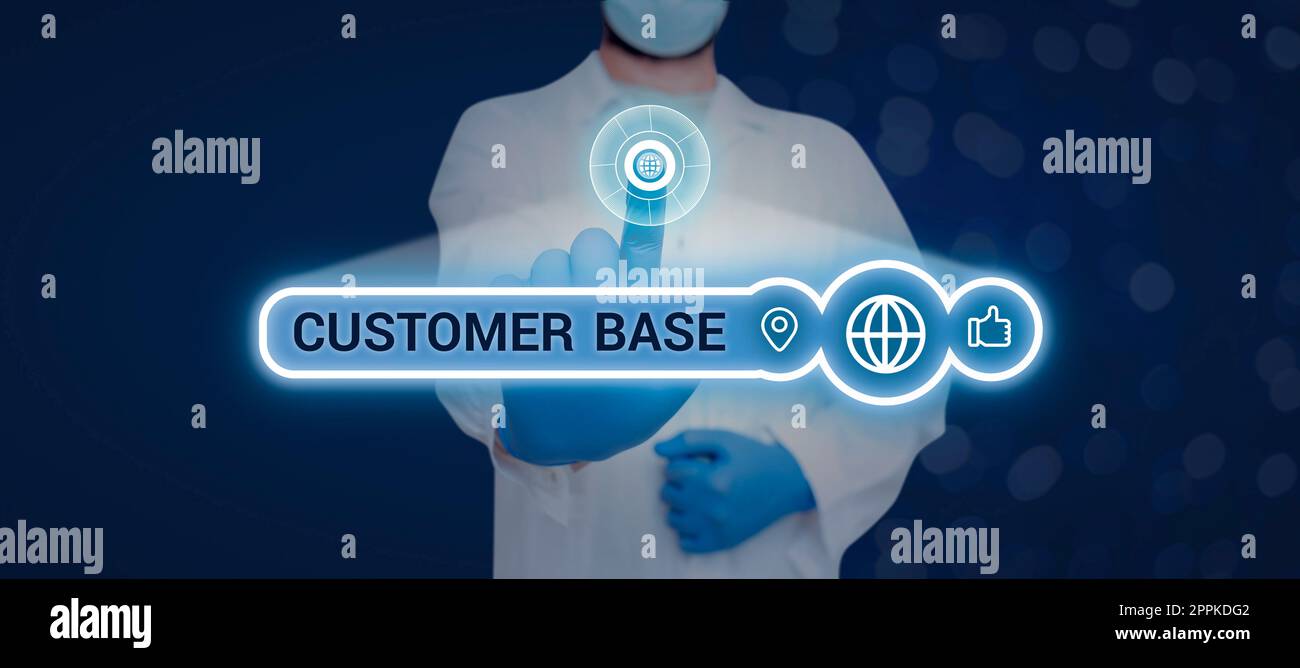 Conceptual caption Customer Base. Business showcase encourage customers ...
