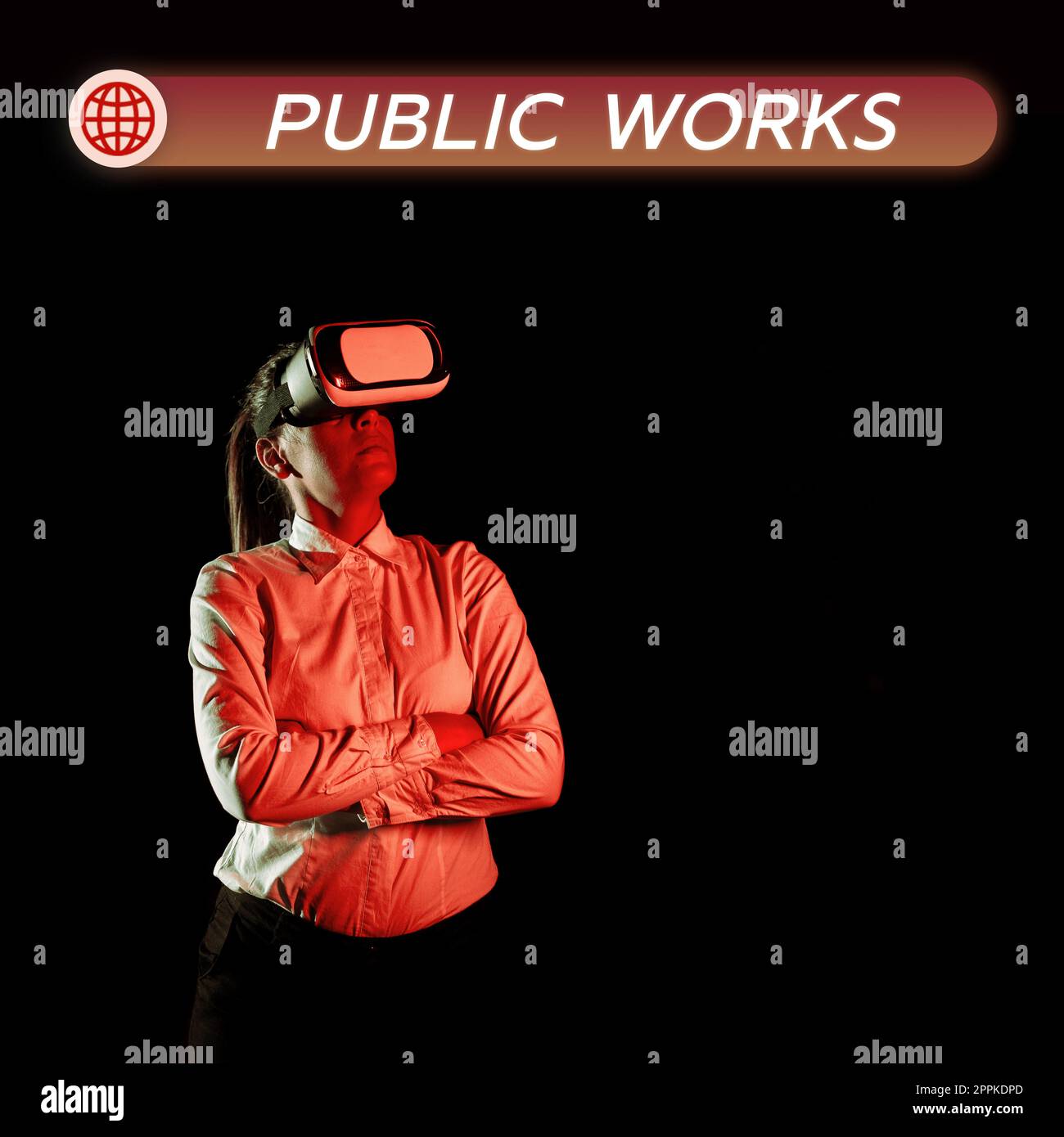 Text caption presenting Public Works. Word Written on Describes the ...