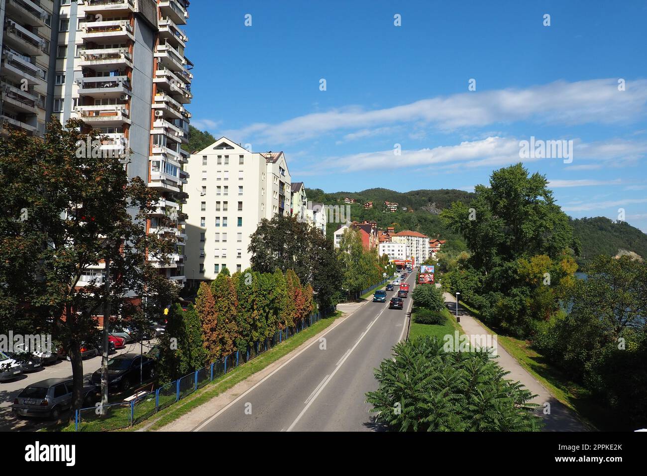 Zvornik, Bosnia and Herzegovina, October 1, 2022, the embankment and ...