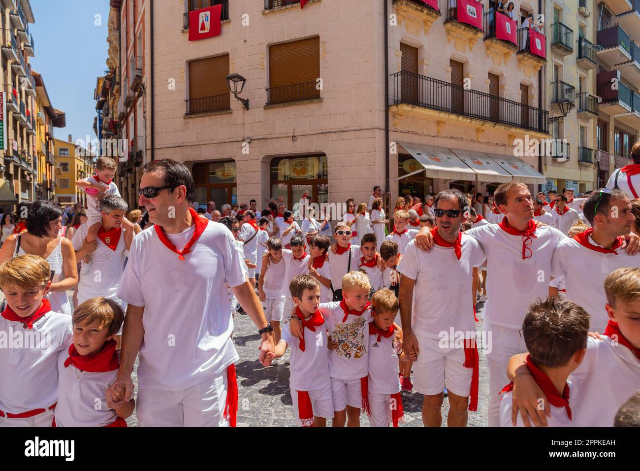 People celebrate San Fermin festival Stock Photo - Alamy