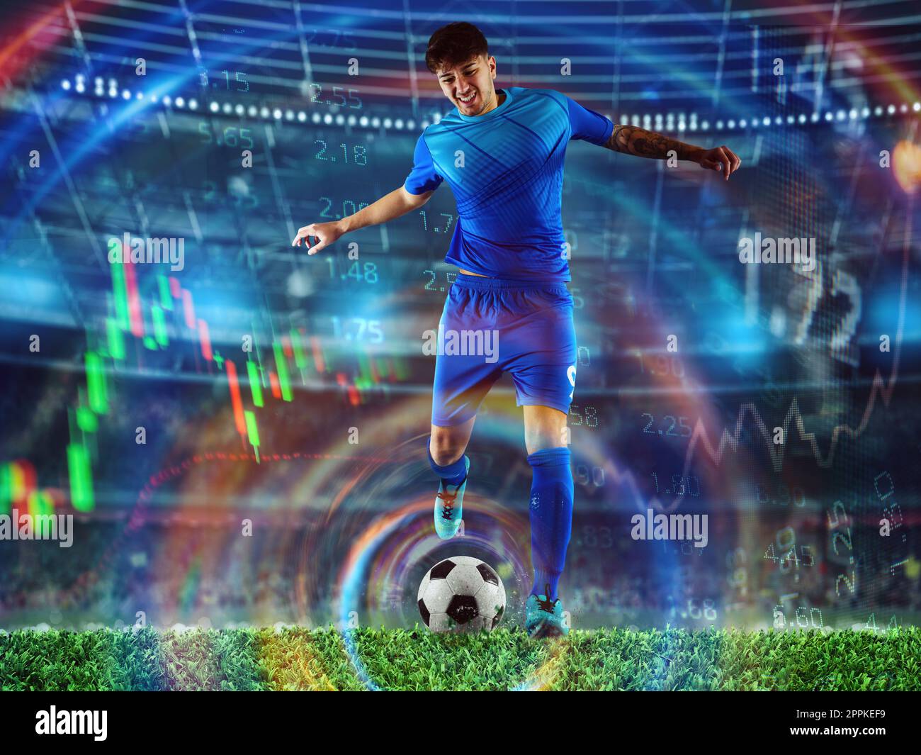 Football player ready to kick the soccerball during the match. online ...