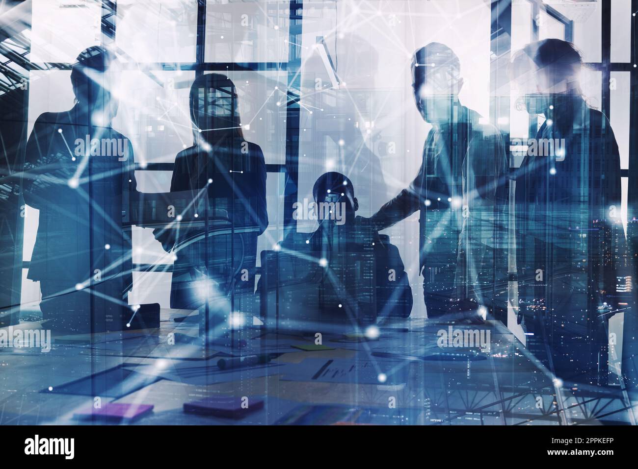 People work together in a modern office as teamwork and partner. Double ...