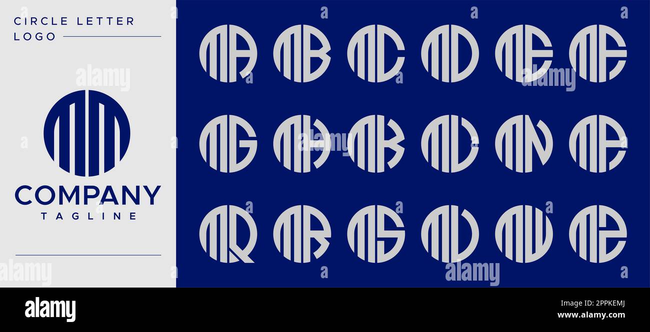 Collection of simple circle letter M logo design vector. M letter mark ...