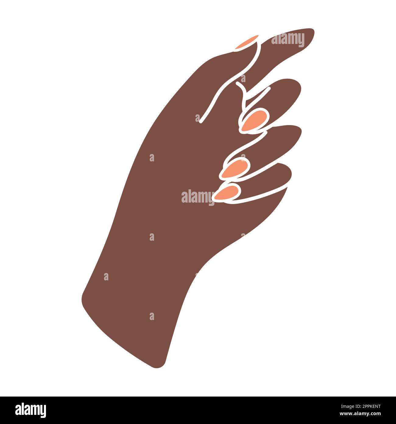 Female hand with fashionable manicure. Hand knock. Non-verbal language ...