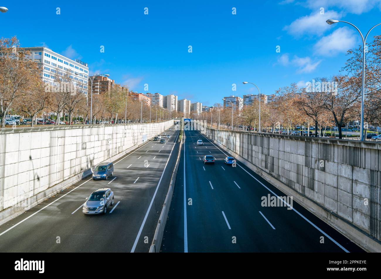 MADRID, SPAIN - DECEMBER 27, 2021: The M30 ring road in Madrid, Spain ...