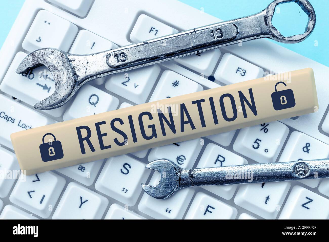 Text sign showing Resignation. Word for act of giving up working ...