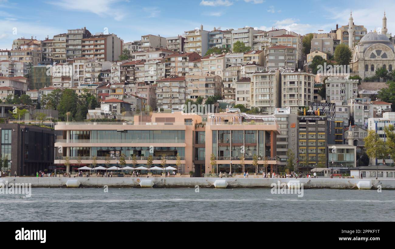 View from the sea of Galata port, Karakoy neighbourhood, Istanbul ...