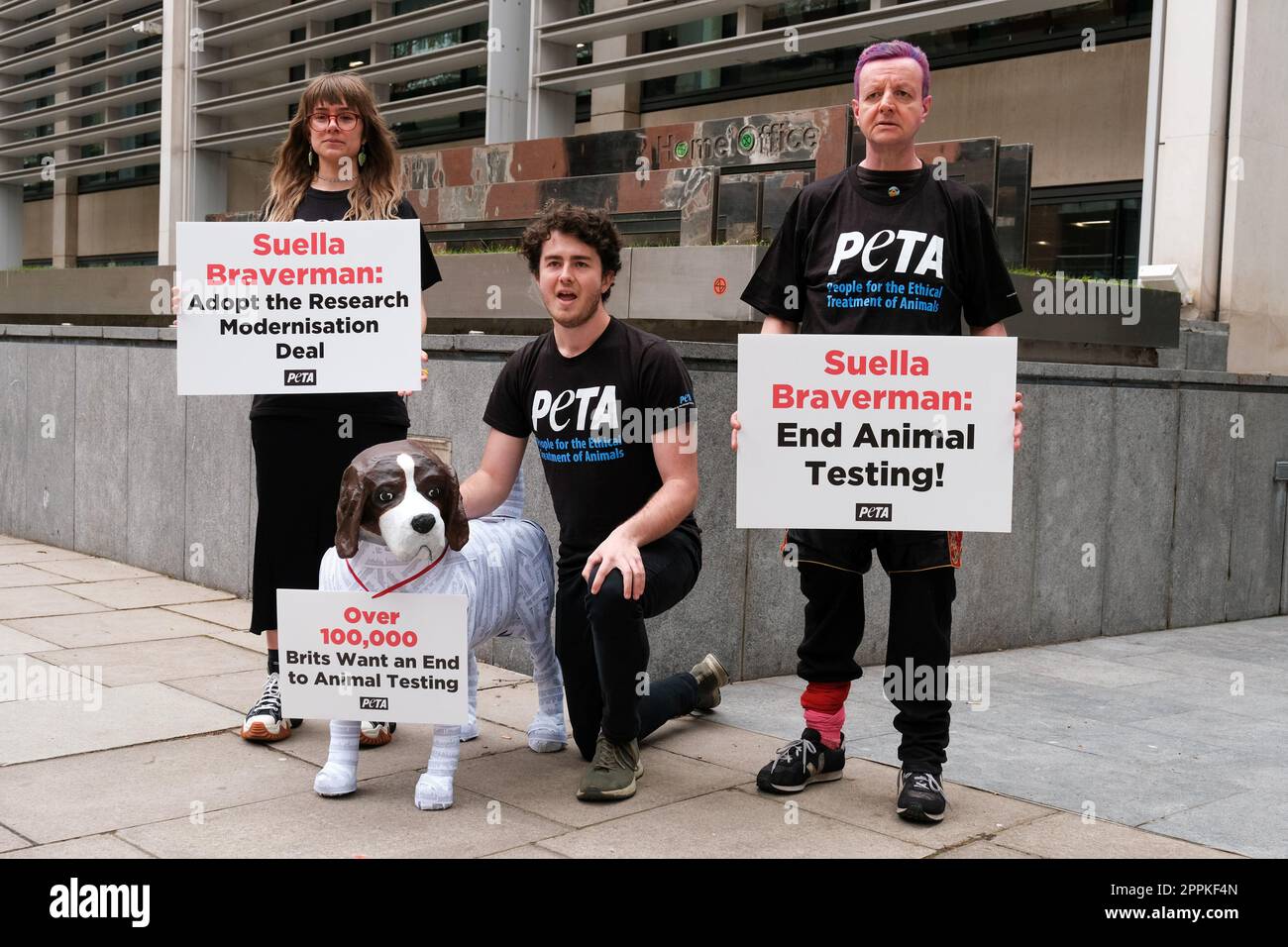 London, UK. 23 APR 2023. PETA action against animal testing, with a ...