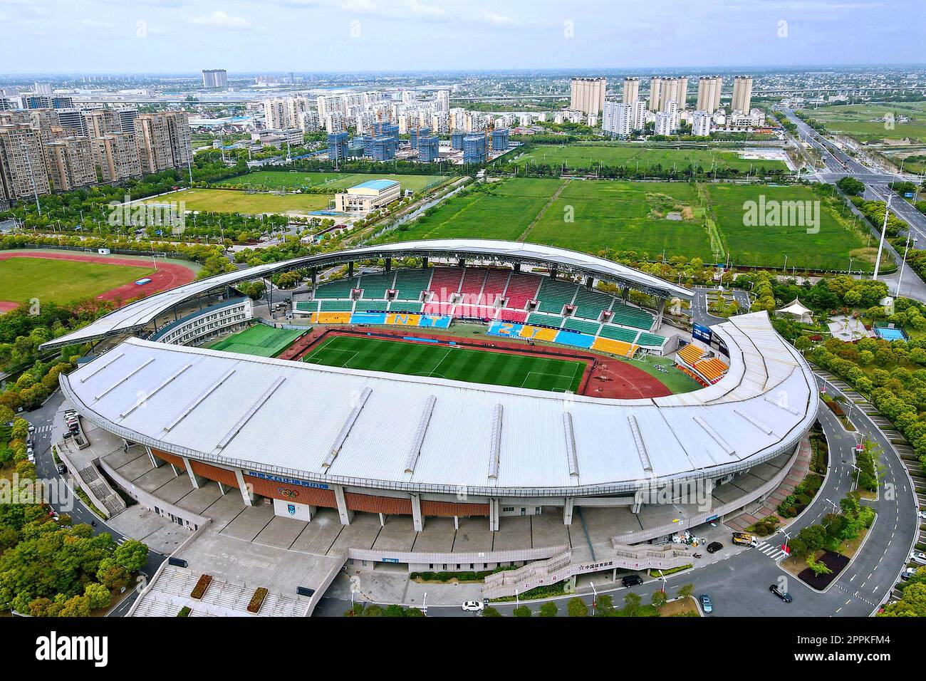 RUGAO, CHINA - APRIL 24, 2023 - Aerial photo shows the renovation and ...