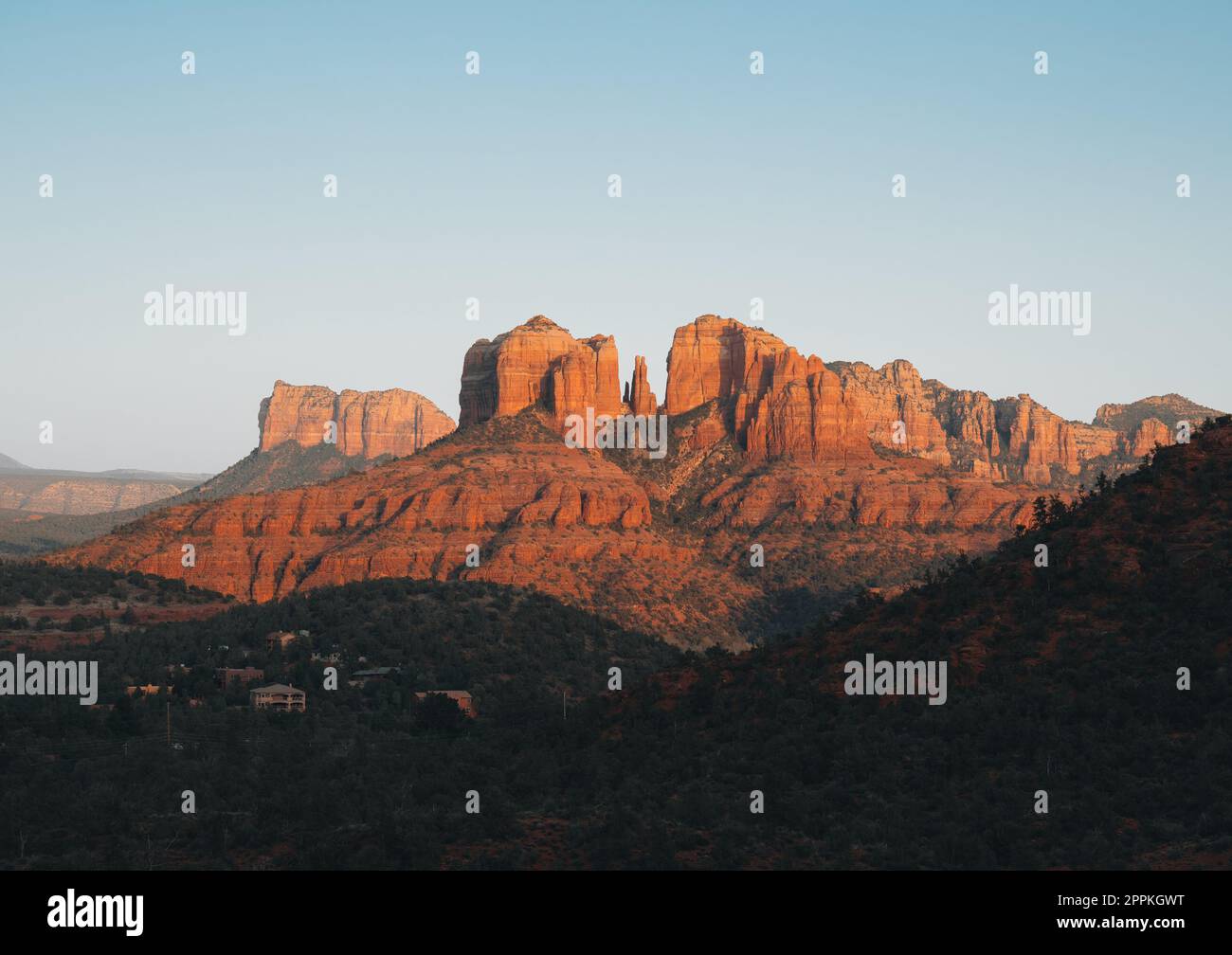 A close up on the sandstone saddle points, or gaps of Cathedral Rock ...