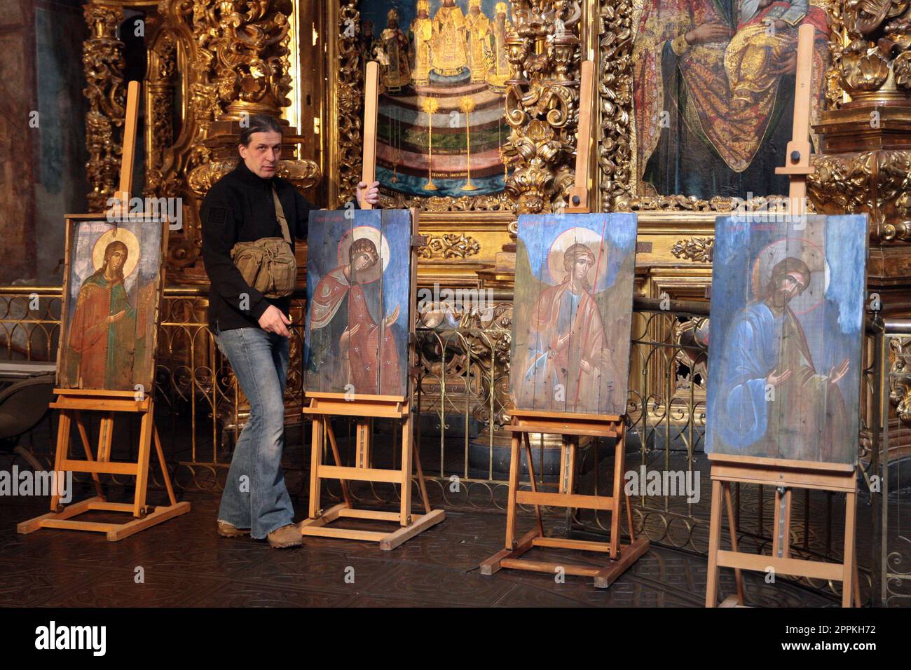 KYIV, UKRAINE - APRIL 22, 2023 - Iconographer Oleksandr Klymenko ...