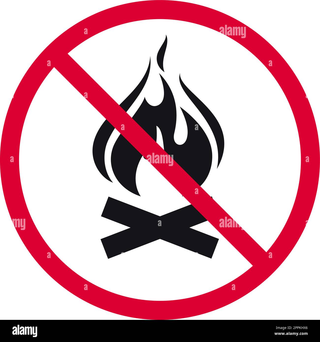 No campfired prohibited sign, no fire forbidden modern round sticker ...
