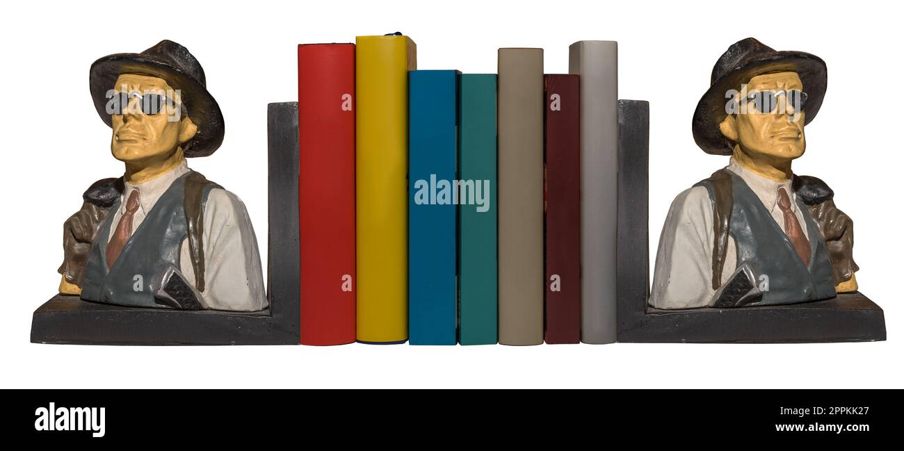 Detective bookends with books isolated on white background Stock Photo ...