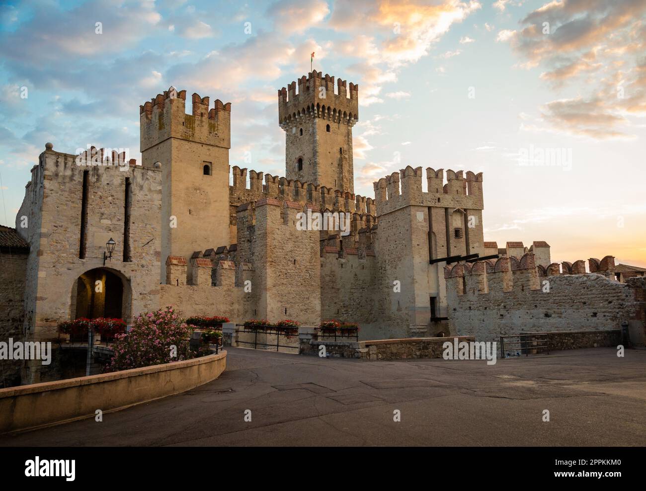 Sirmione, Italy - castle on Garda lake. Scenic mediaeval building on ...