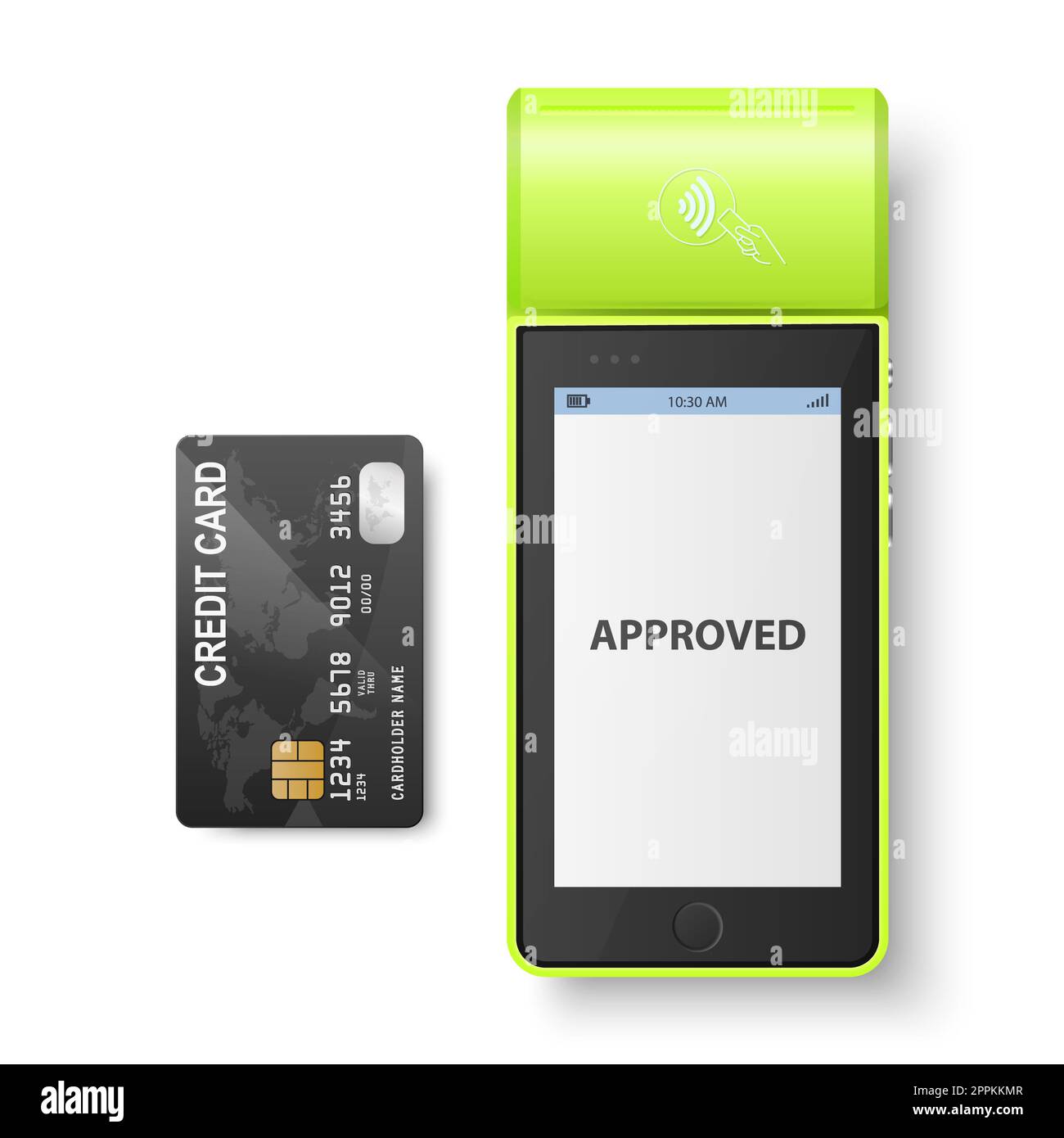 Vector 3d Green NFC Payment Machine with Approved Status and Credit ...