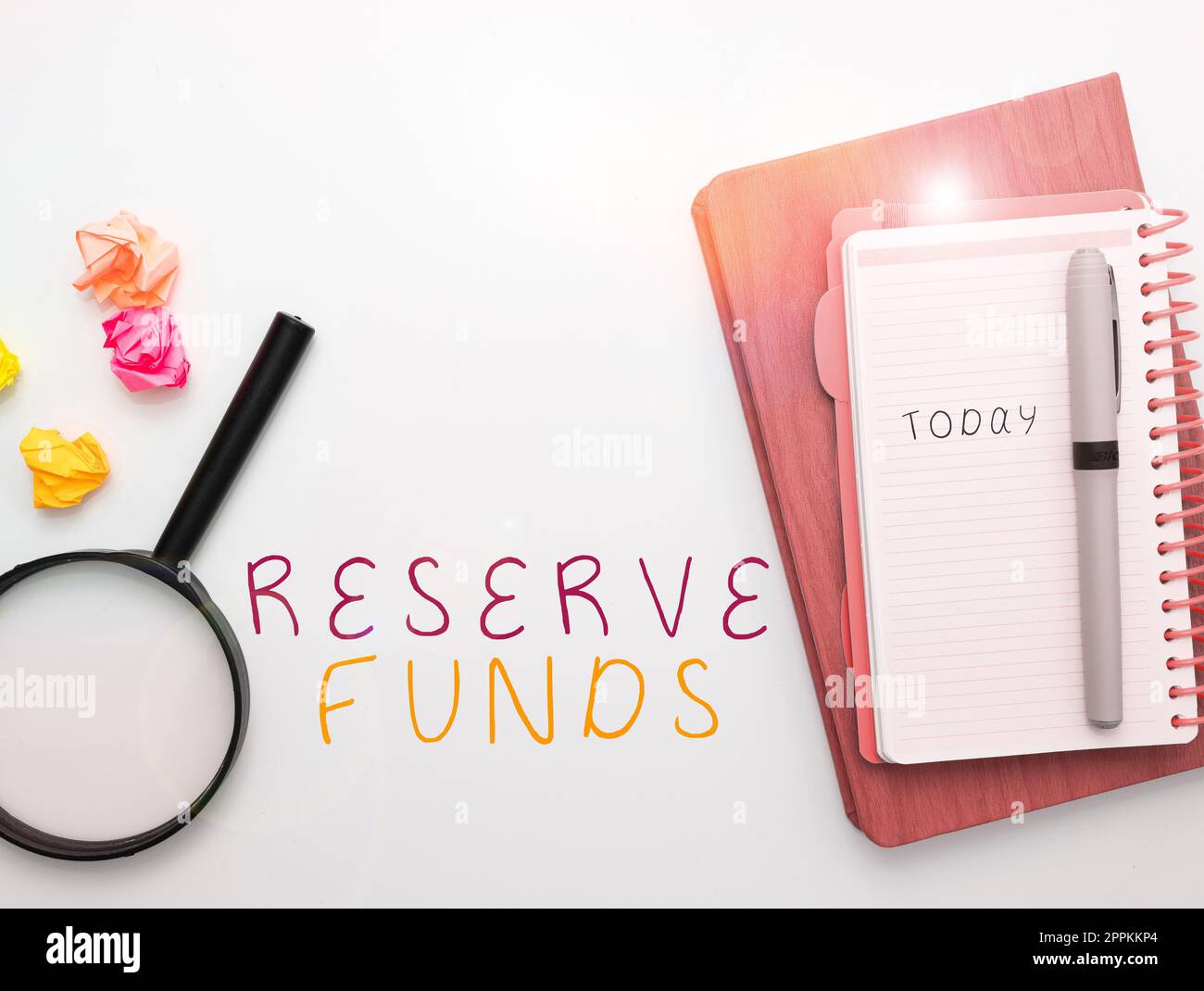 Text caption presenting Reserve Funds. Conceptual photo money released ...