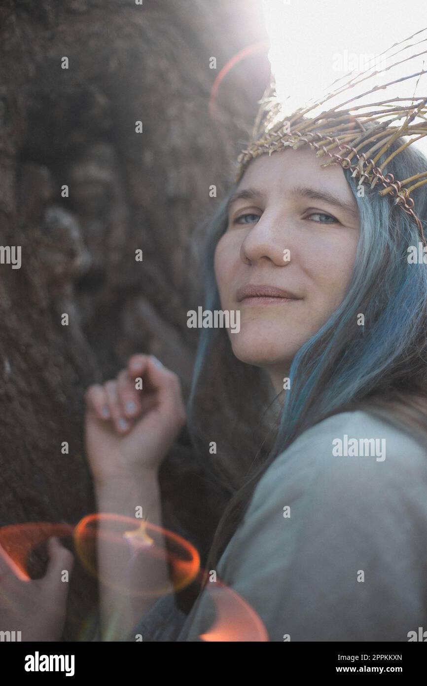 Close up smiling authentic woman looking down portrait picture Stock ...