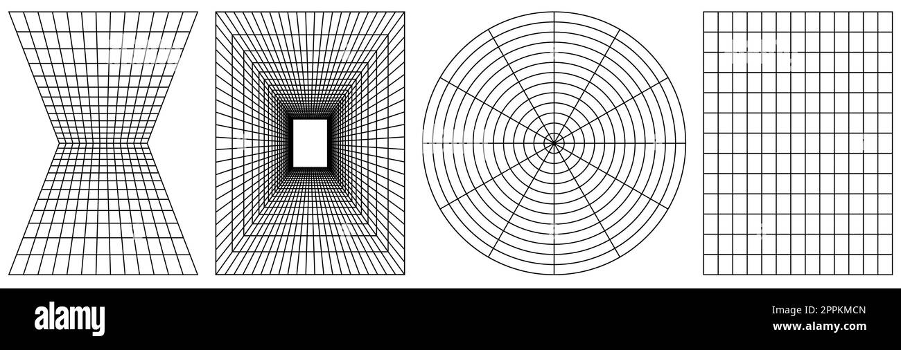 Geometry wireframe grid backgrounds set. Cyberpunk elements in trendy ...