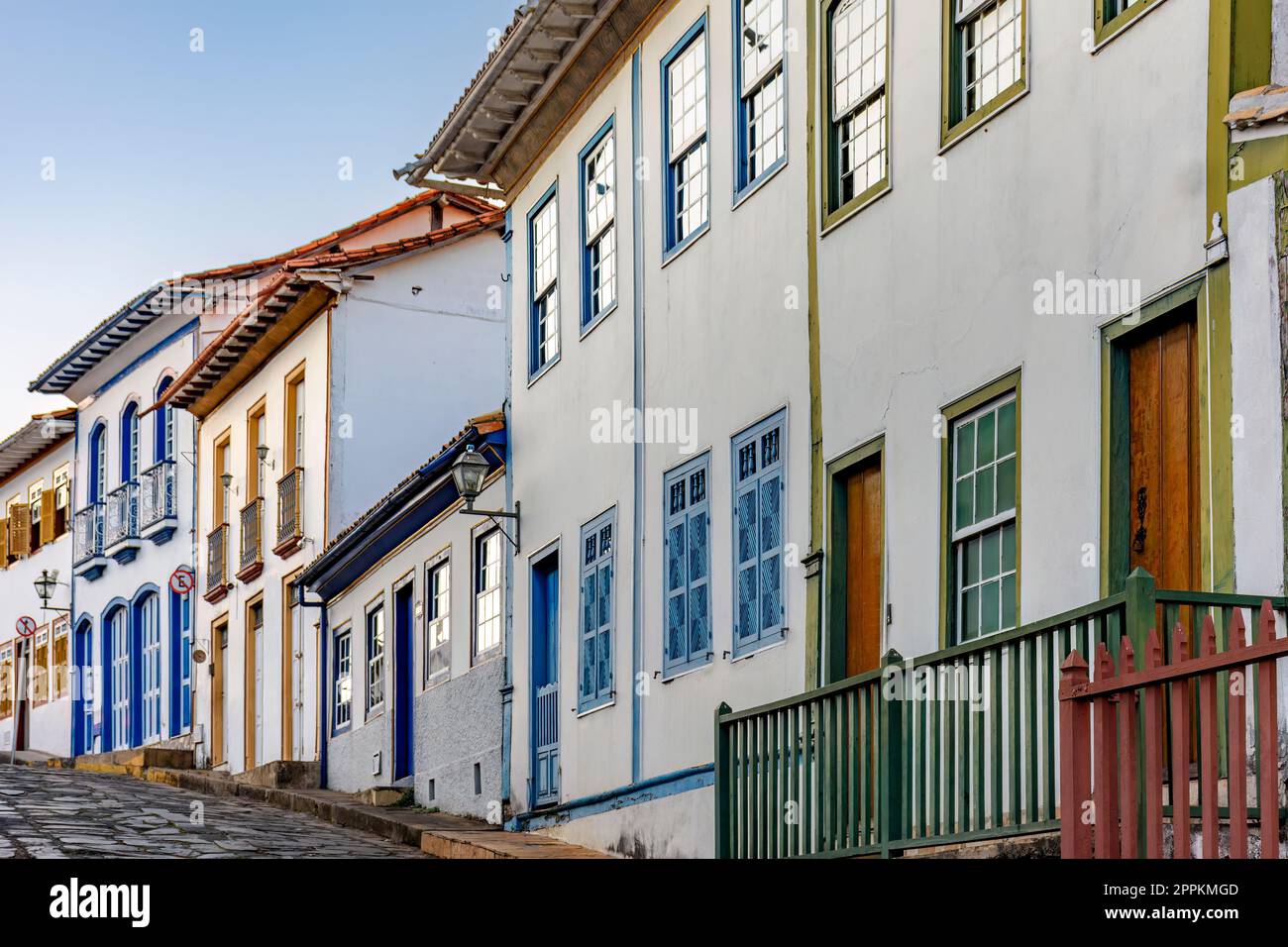 Old houses in colonial style in the historic streets Stock Photo - Alamy