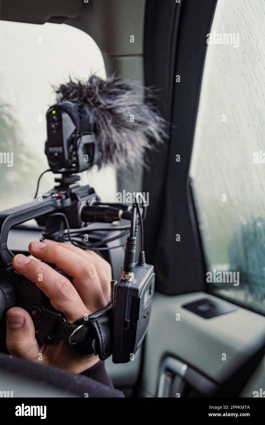 Close up video camera and microphone concept photo Stock Photo - Alamy