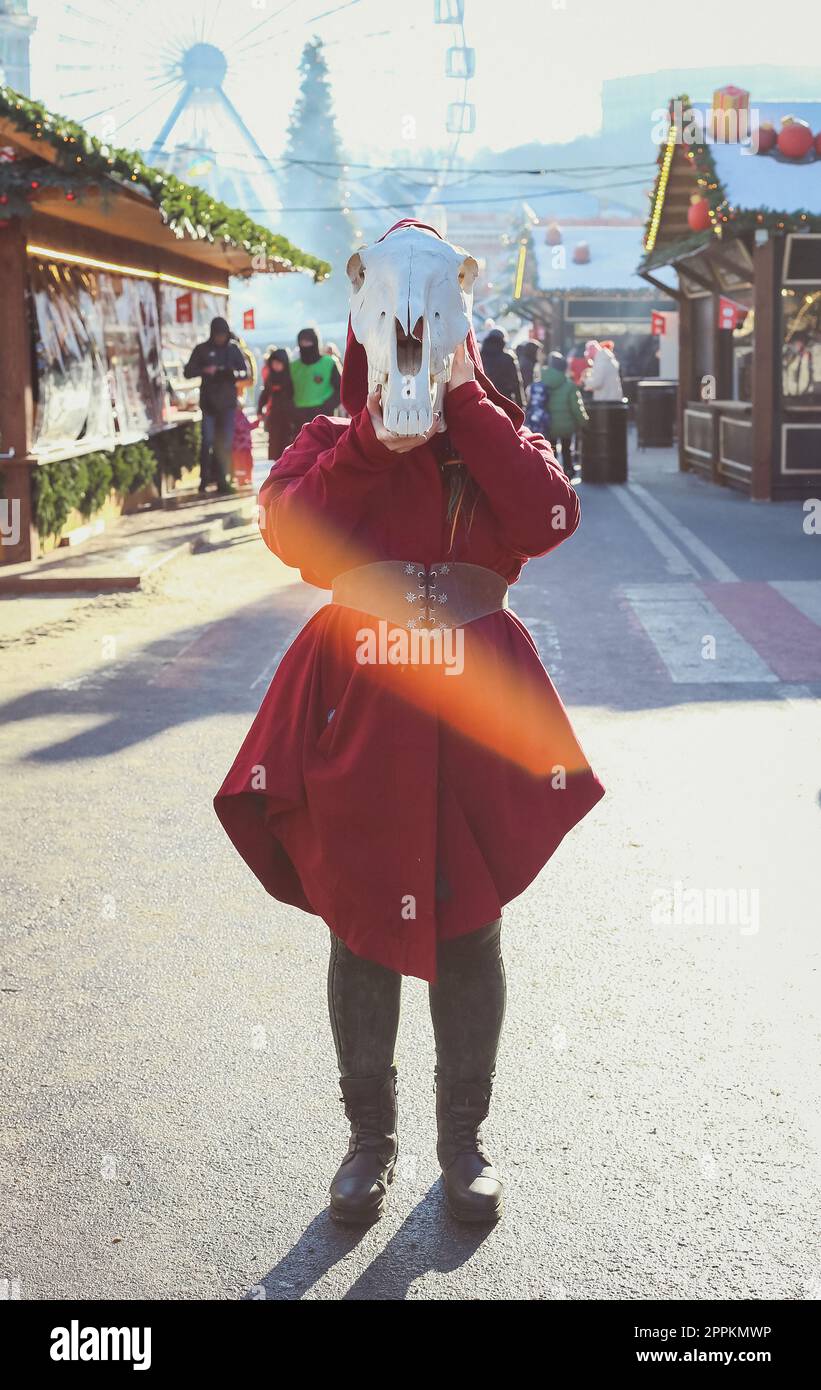 Lady with animal skull scenic photography Stock Photo - Alamy