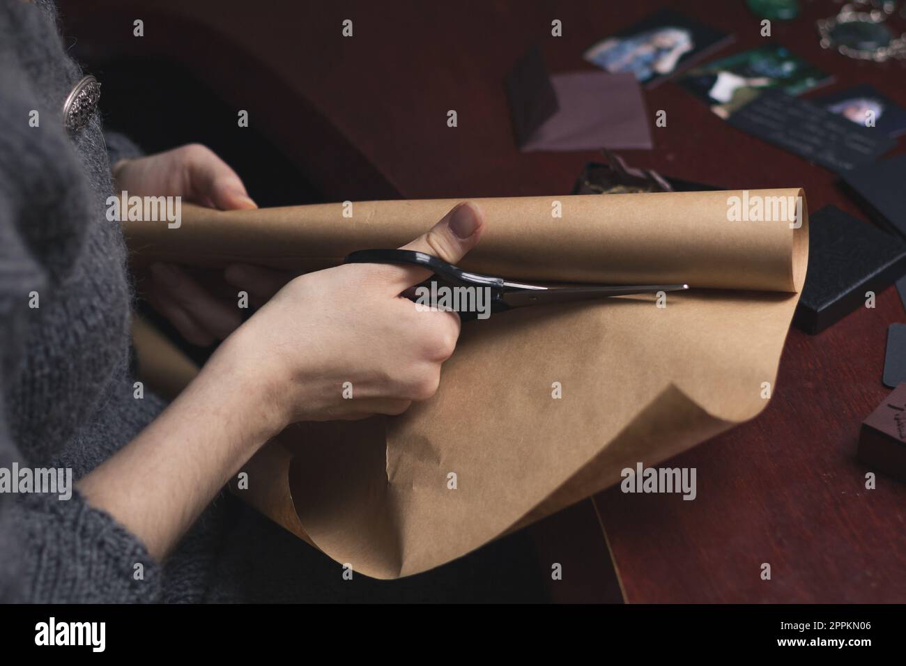 Close up cut wrapping paper concept photo Stock Photo - Alamy