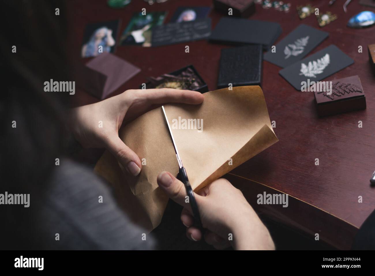 Close up cut wrapping paper in pieces concept photo Stock Photo - Alamy