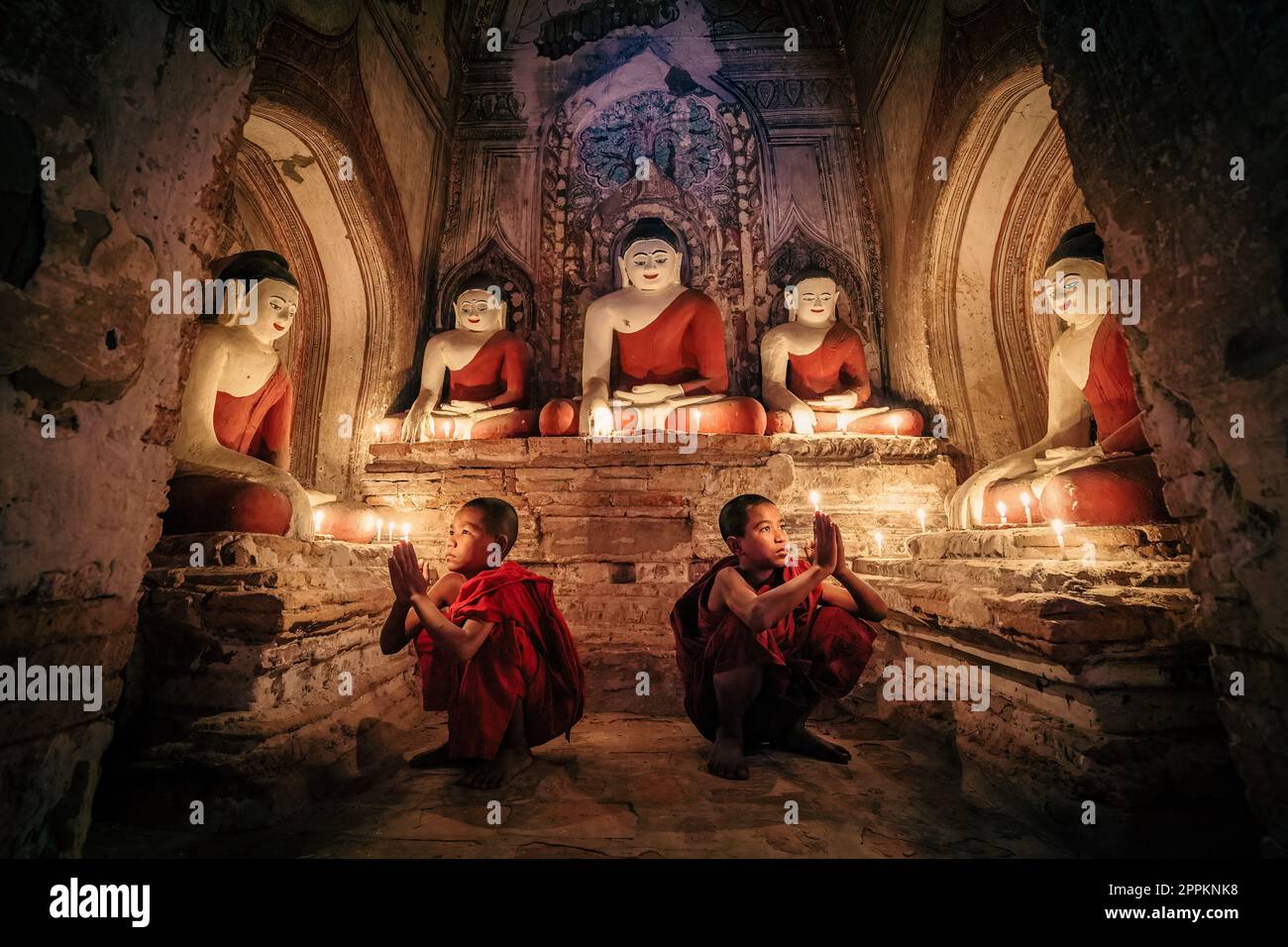 A buddhist Monk in a pagoda in Bagan Myanmar Stock Photo - Alamy