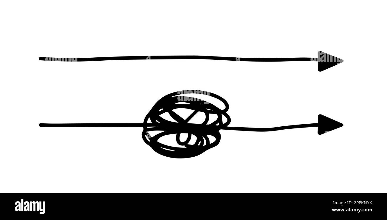 Hand drawn vector illustration of complex and easy way sign Stock ...