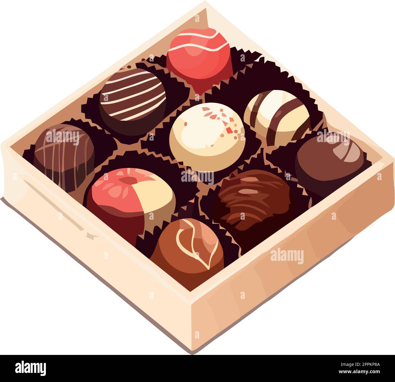 Heart shaped chocolate box vector illustration Stock Vector Image & Art ...