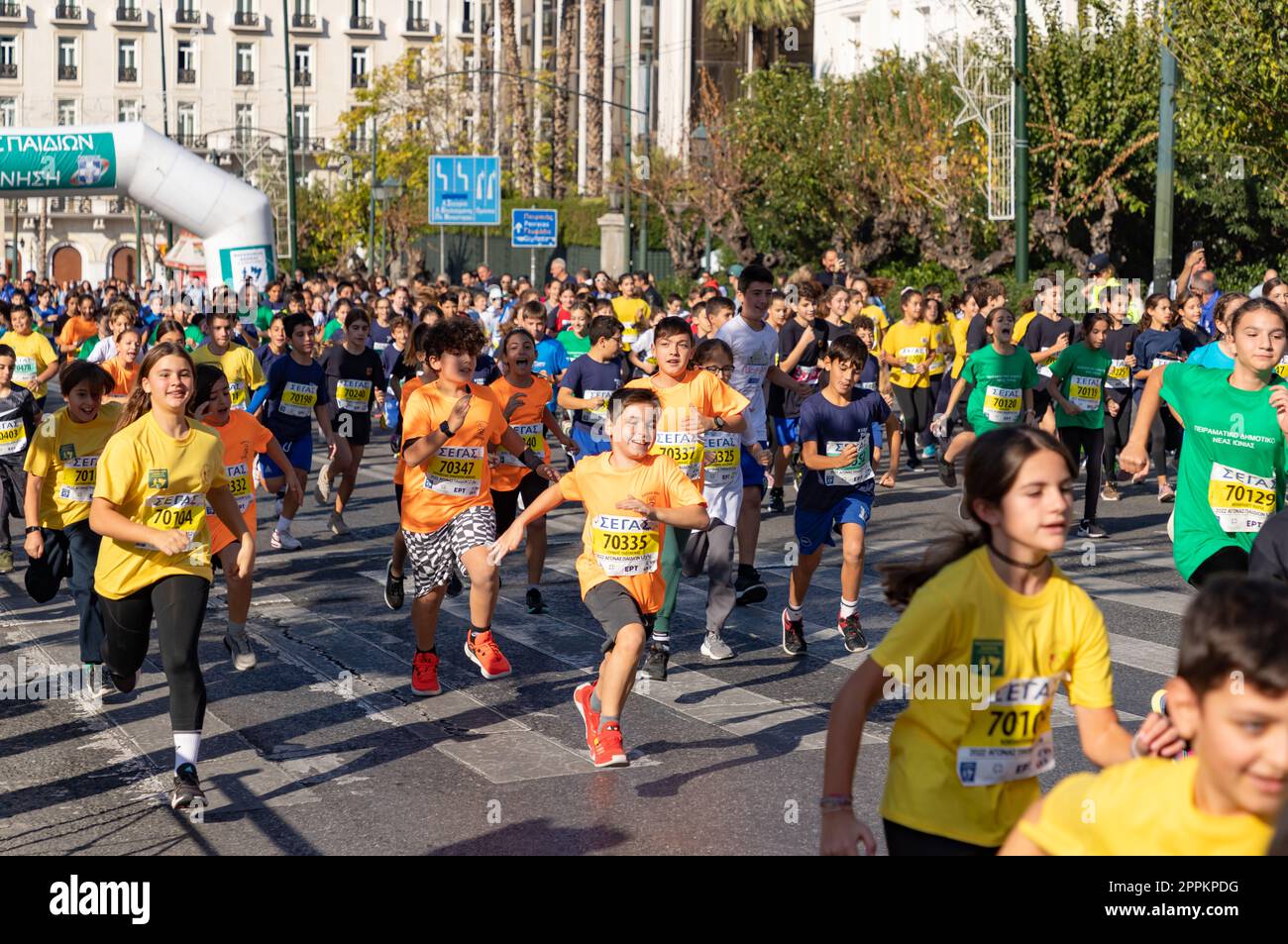 Athens Marathon - The Authentic 2022 - 1.2km Kids Race Stock Photo - Alamy