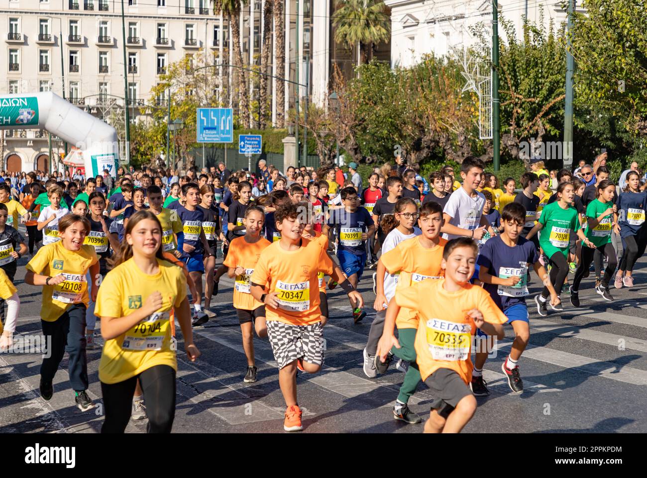 Athens Marathon - The Authentic 2022 - 1.2km Kids Race Stock Photo - Alamy