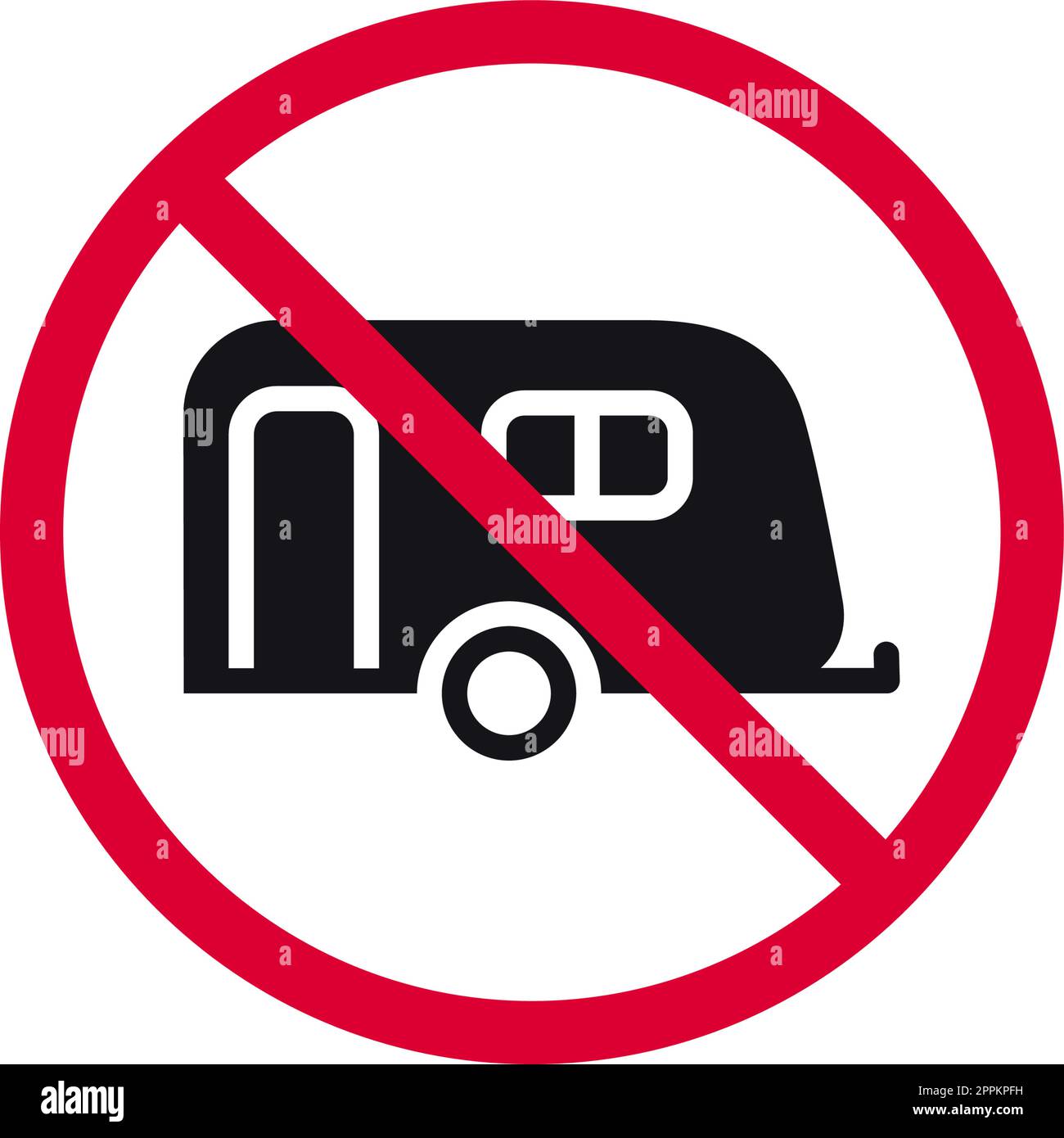 No camping cars prohibited sign, no caravan forbidden modern round ...
