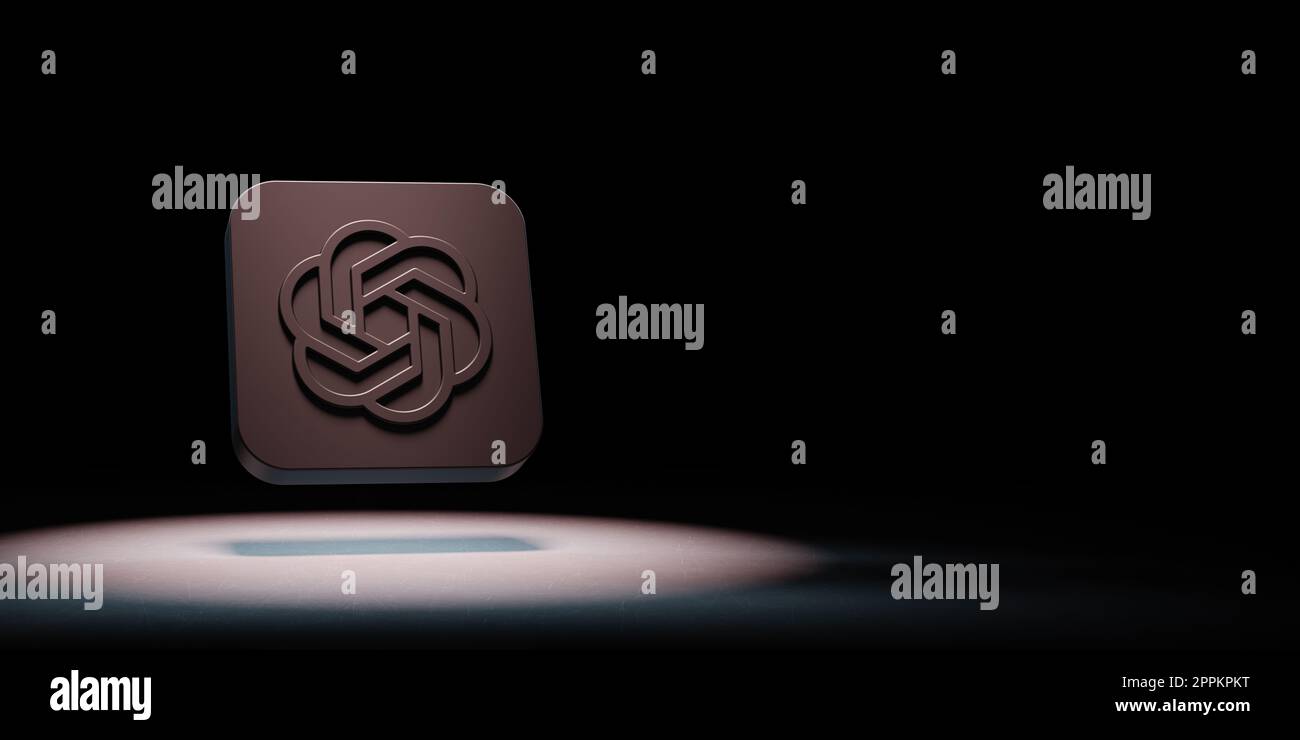 OpenAI App Icon 3D Symbol Shape Spotlighted on Black Background with ...