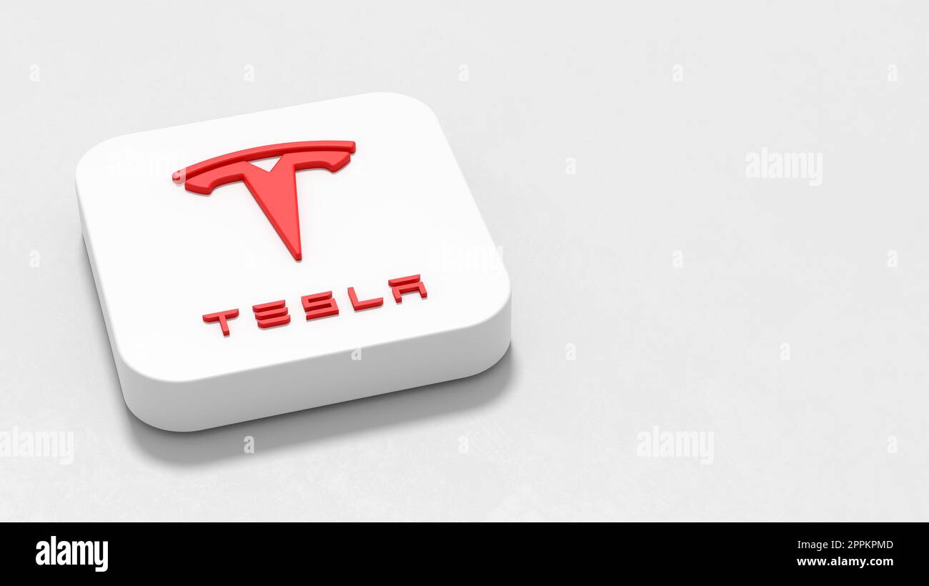 Tesla App Icon on Gray Background with Copy Space Stock Photo - Alamy