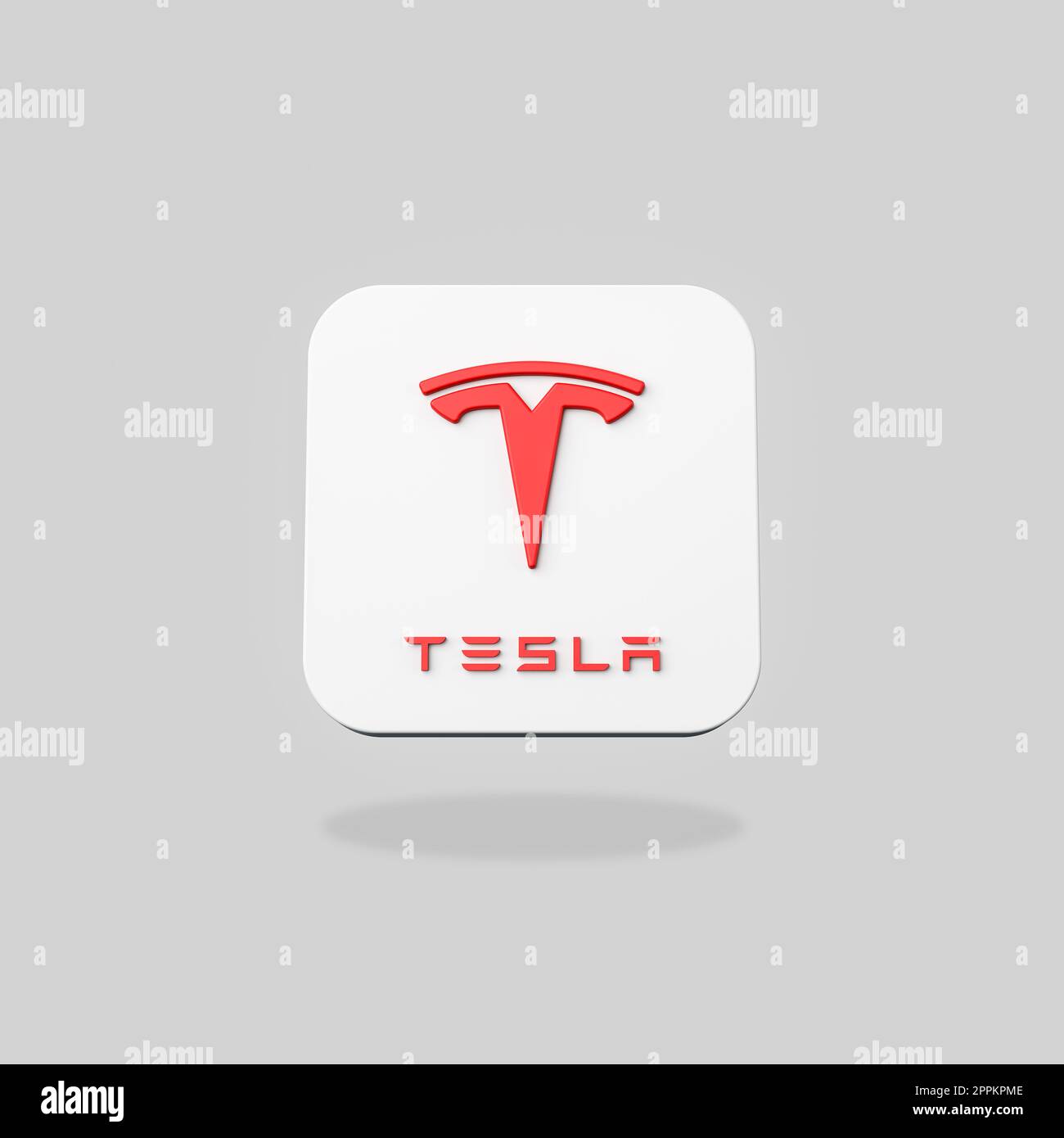 Tesla App Icon on Flat Gray Background Stock Photo - Alamy