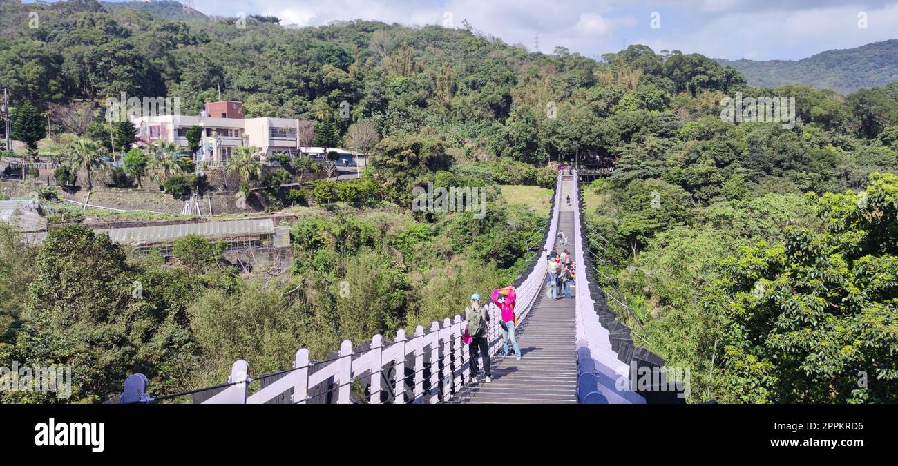 Baishi Lake Suspension Bridge, Taipei City, Taiwan Stock Photo - Alamy