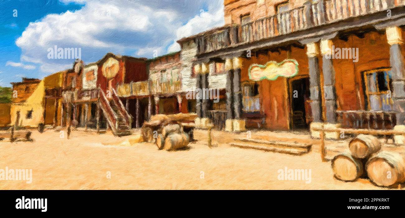 Creative illustration in vintage watercolor design - Wild West old ...