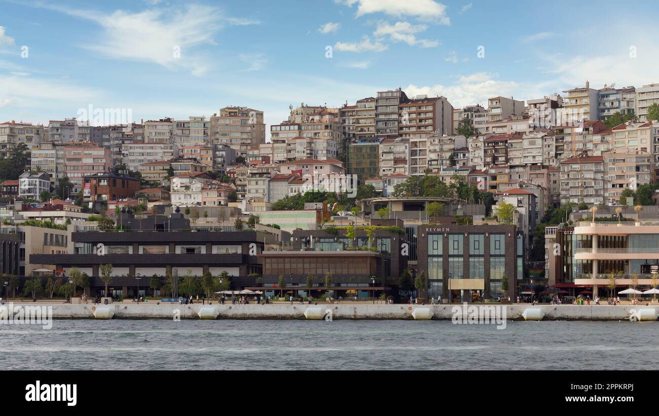 View from the sea of Galata port, Karakoy neighbourhood, Istanbul ...