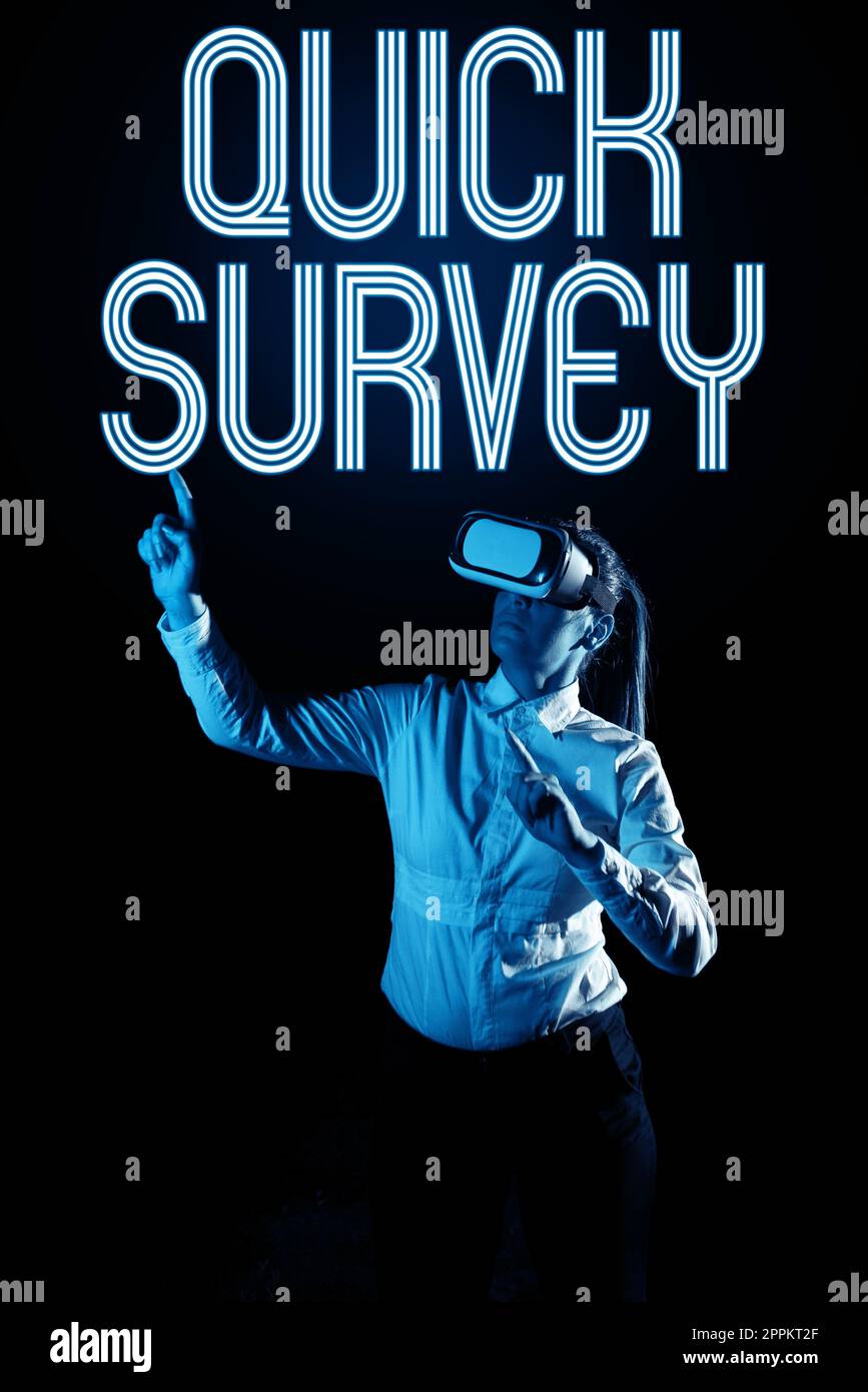 Text sign showing Quick Survey. Business showcase Conduct fast check on ... Text sign showing Quick Survey. Business showcase Conduct fast check on ...