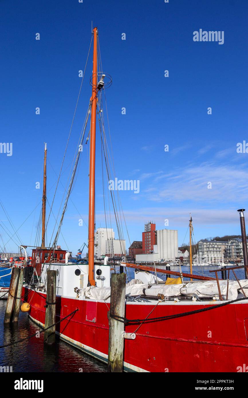 Flensburg, Germany - 18 February 2023: View of the historic harbour of ...