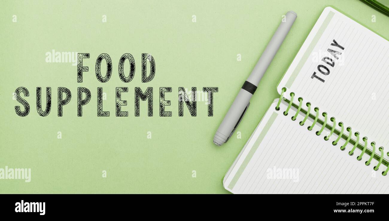 Writing displaying text Food Supplement. Business overview Conditions ...
