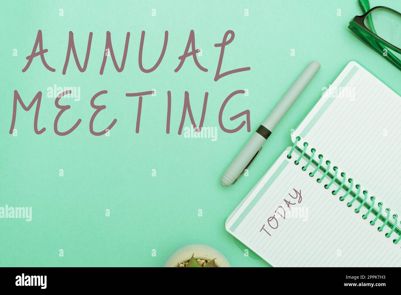 Writing displaying text Annual Meeting. Concept meaning Yearly ...