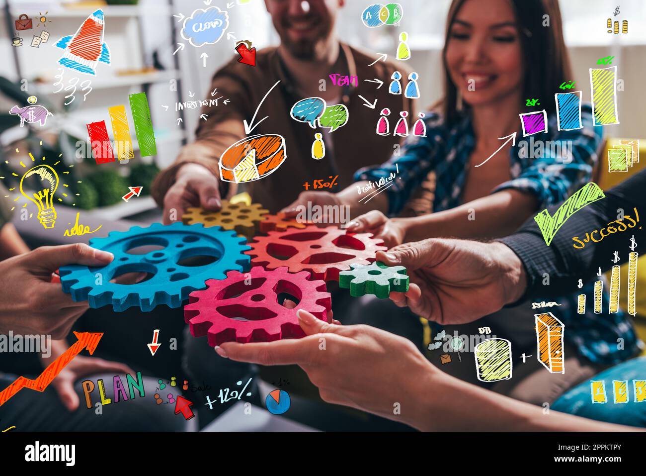 Teamwork gears hi-res stock photography and images - Alamy