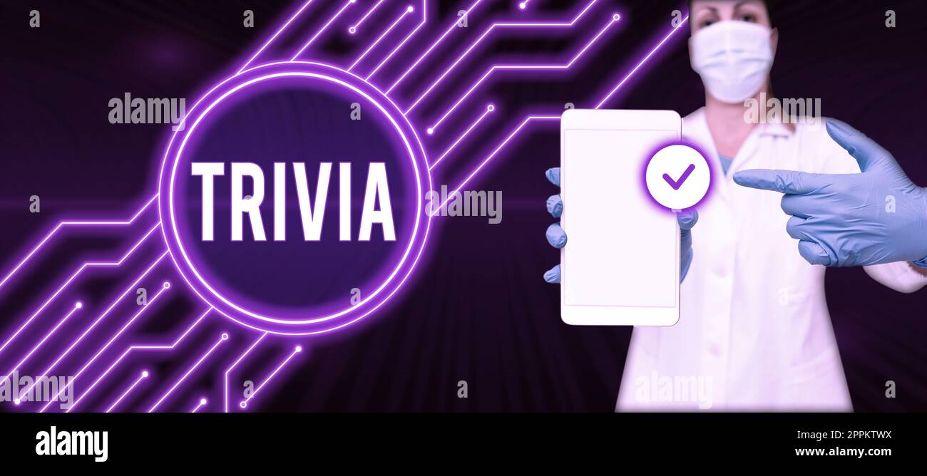 Text caption presenting Trivia. Word for details considerations pieces ...