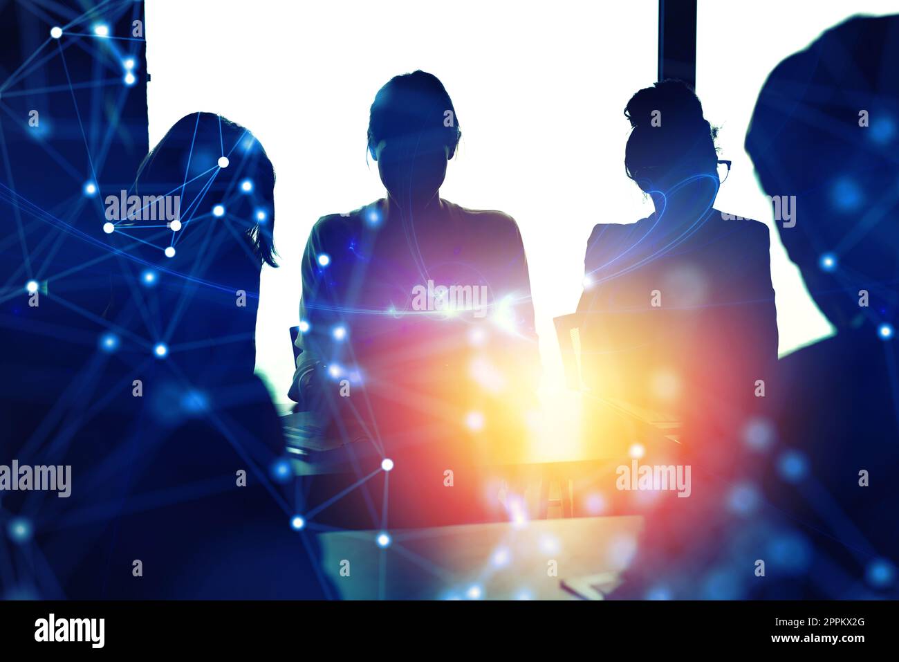 Business people collaborate together in office. Internet connection ...